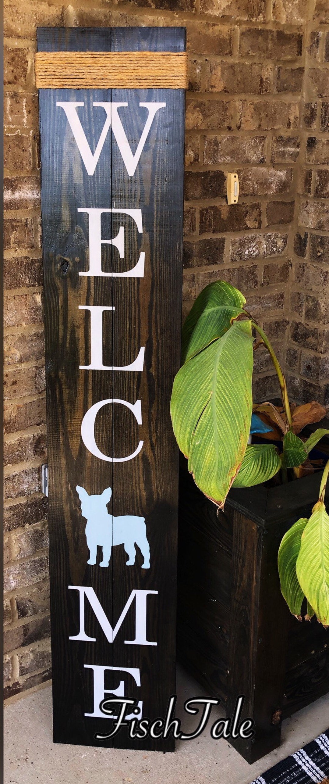 Large Welcome Shutter Sign With French Bulldog Welcome - Porch Frenchie ...