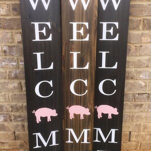 Large Welcome Sign With Pig - Piggy Welcome - Wood Farm Sign - Any ...