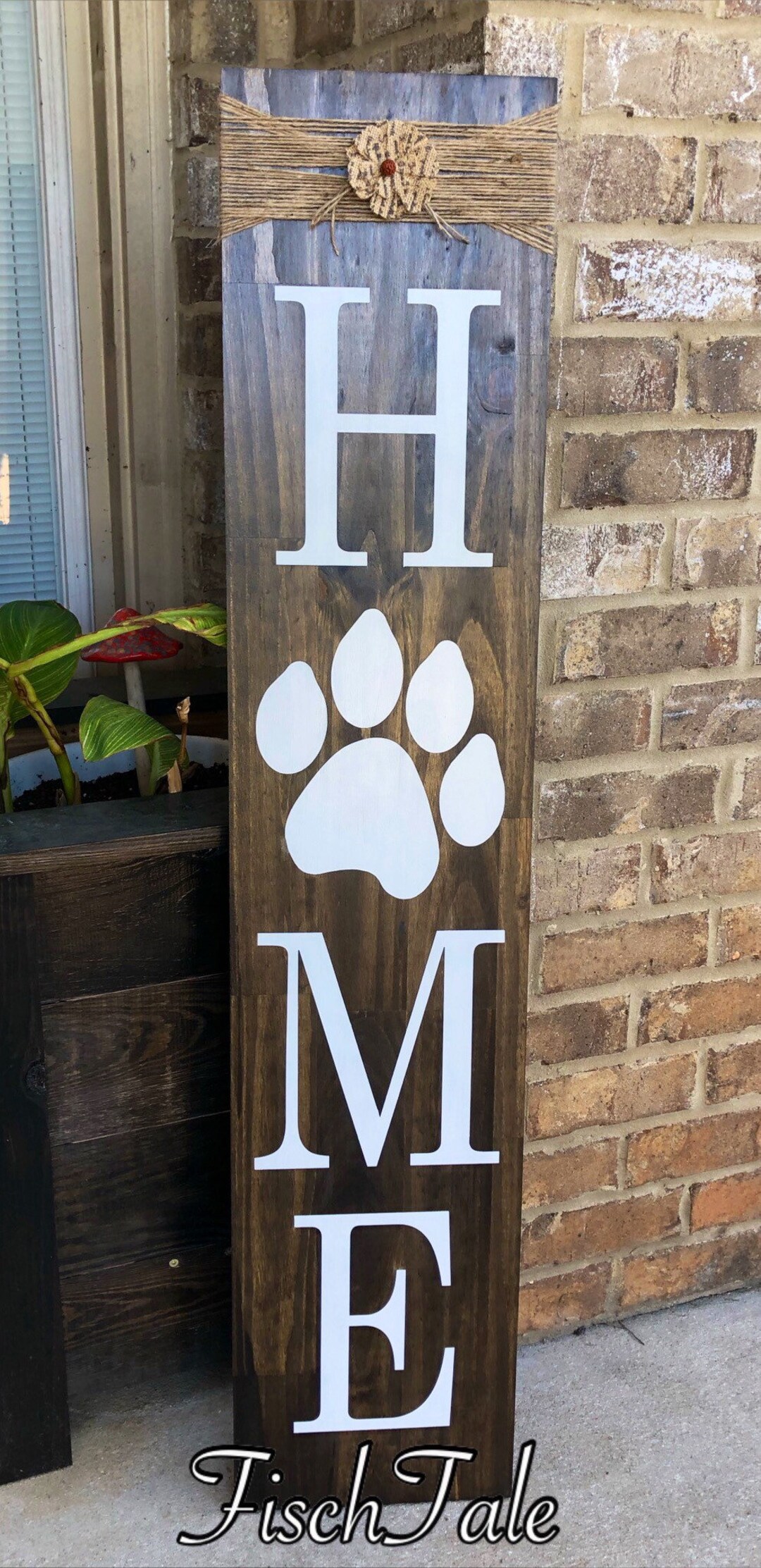 Rustic Paw Print Welcome Sign - Large Wood Porch Decor - Etsy