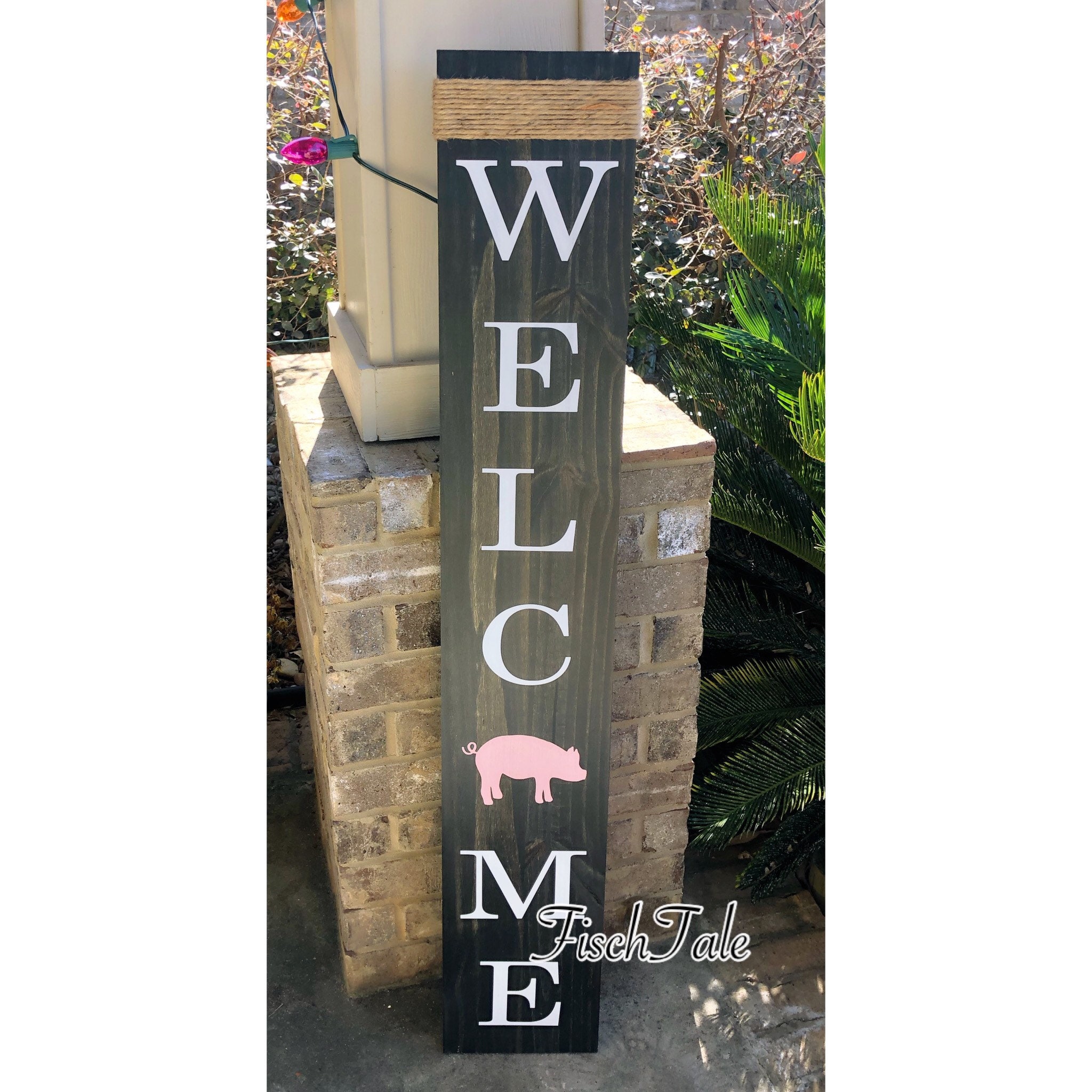 Large Welcome Sign with pig Piggy Welcome Wood Farm Sign | Etsy