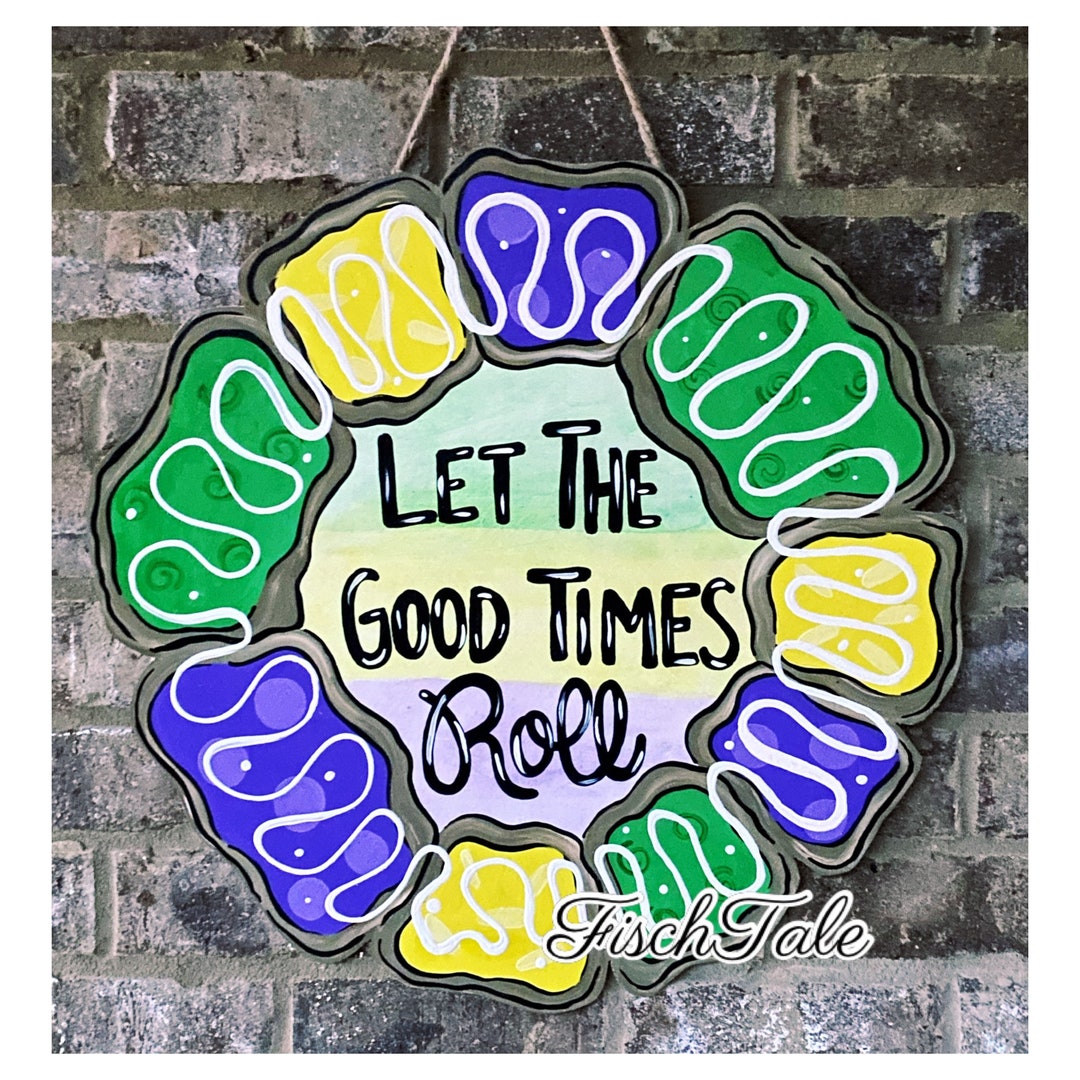 Mardi Gras King Cake Door Hanger - Mardi Gras Door Decor - Parade Sign ...