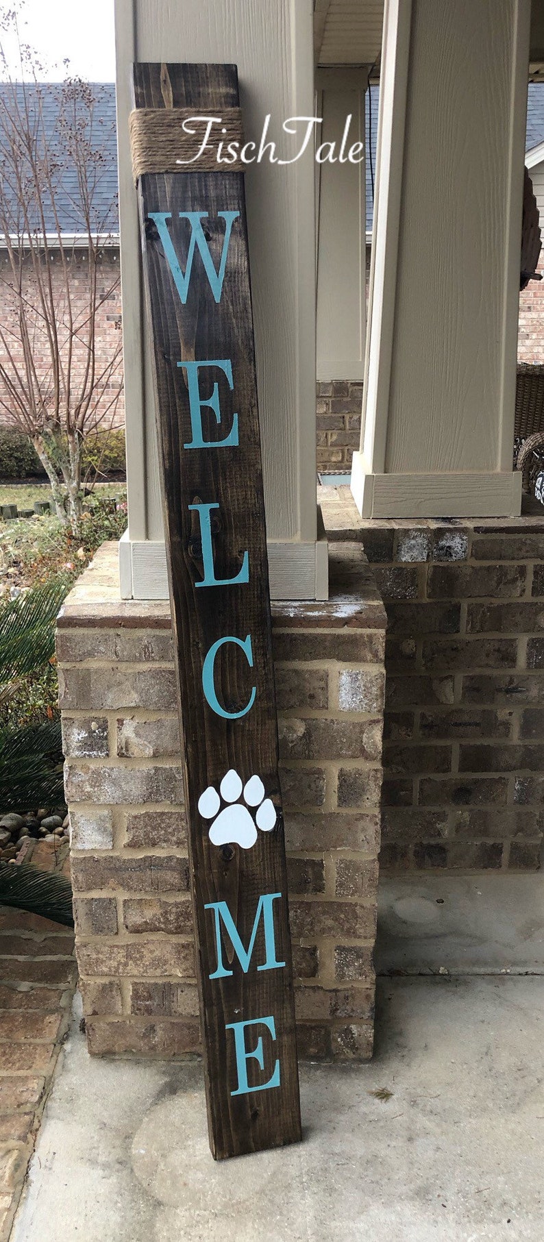 Large Welcome Sign With Paw Print - Pawprint Welcome - Wood Sign - Dog ...
