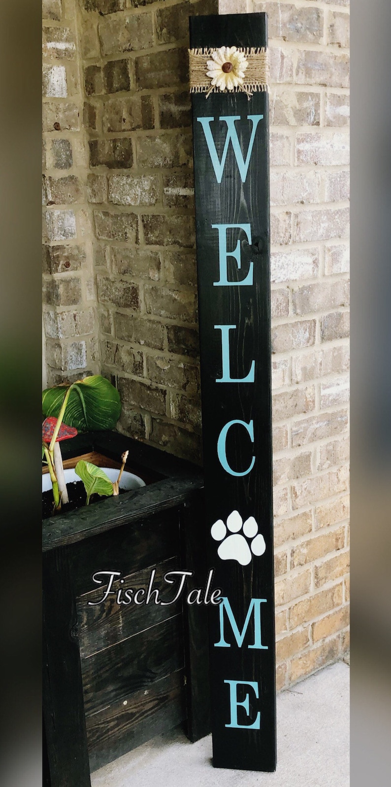 Large Welcome Sign With Paw Print - Pawprint Welcome - Wood Sign - Dog ...