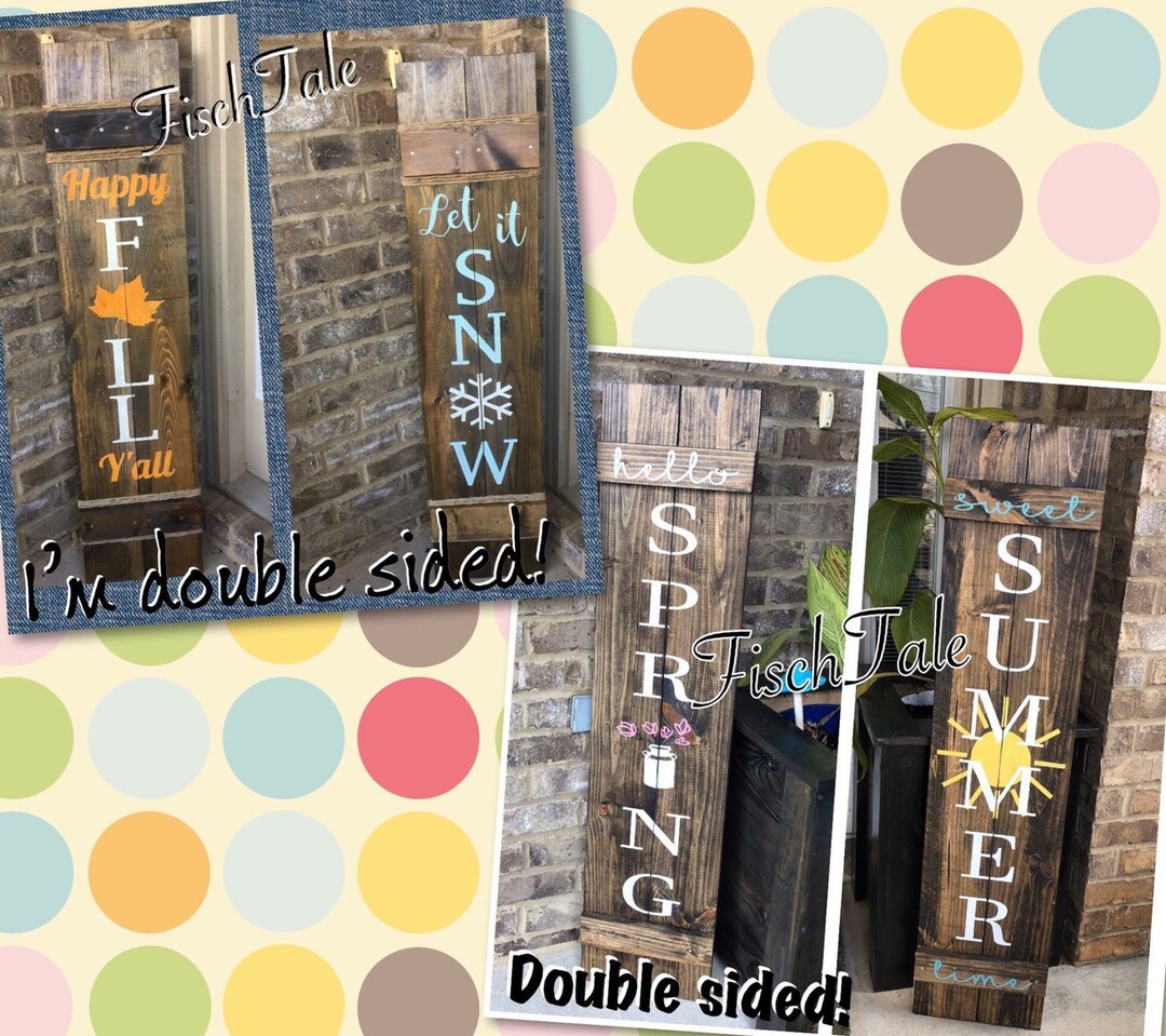 Four Seasons Shutter, Rustic Decor, Rustic Sign, Porch Sign, Farmhouse ...