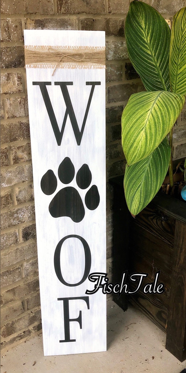 Large Woof Sign With Paw Paw Print Woof Sign Wood Sign - Etsy