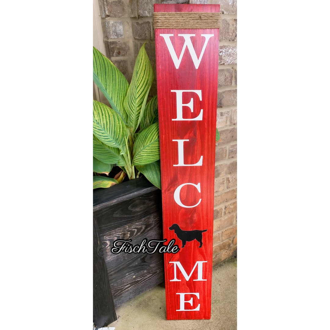 Large Welcome Sign With Springer Spaniel - Welcome - Wood Sign - Any ...