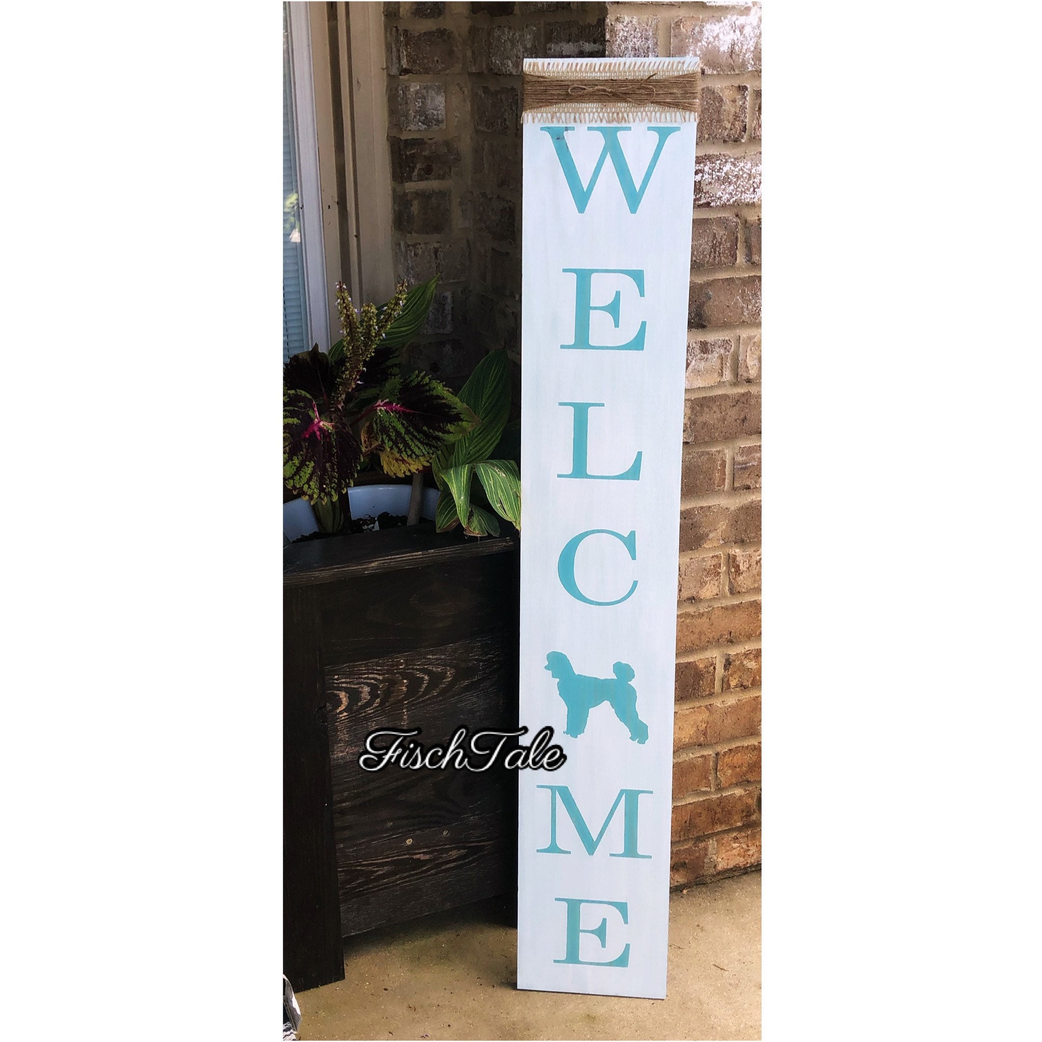 Large Welcome Sign With Poodle Poodle Welcome Wood Sign - Etsy
