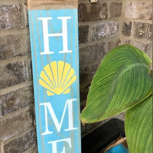 Seashell Home - Welcome - Clam Shell Sign - Home Sign With Shell - Wood ...