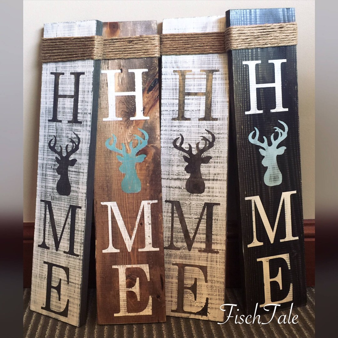 Wooden Deer Sign - Welcome - Deer Sign - Home Sign With Deer - Wooden ...