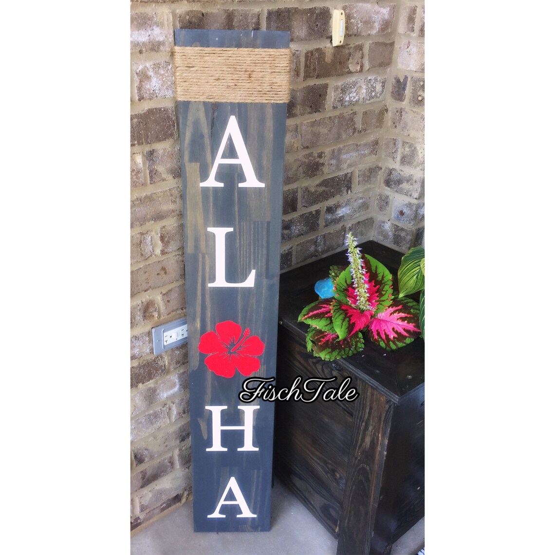 Large Aloha Sign With Hibiscus Tropical Welcome Wood Sign - Etsy