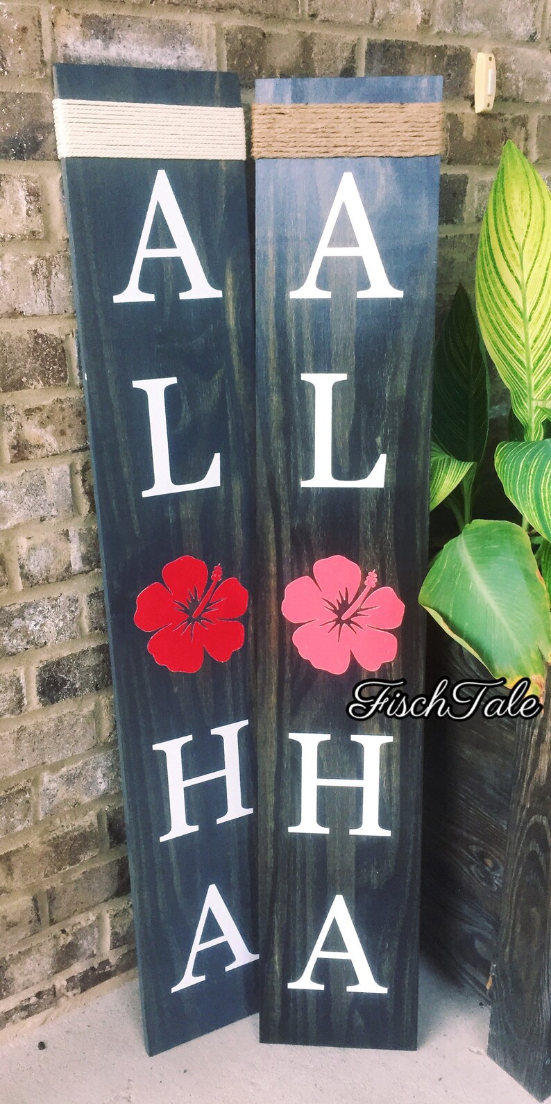 Large Aloha Sign With Hibiscus Tropical Welcome Wood Sign - Etsy