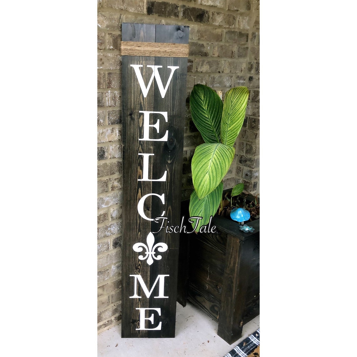 Large Shutter Style Sign With Fleur De Lis Welcome Porch | Etsy