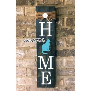 Cat Home Sign - Welcome - Cat Sign - Sign With Kitty Cat - Wooden Sign ...