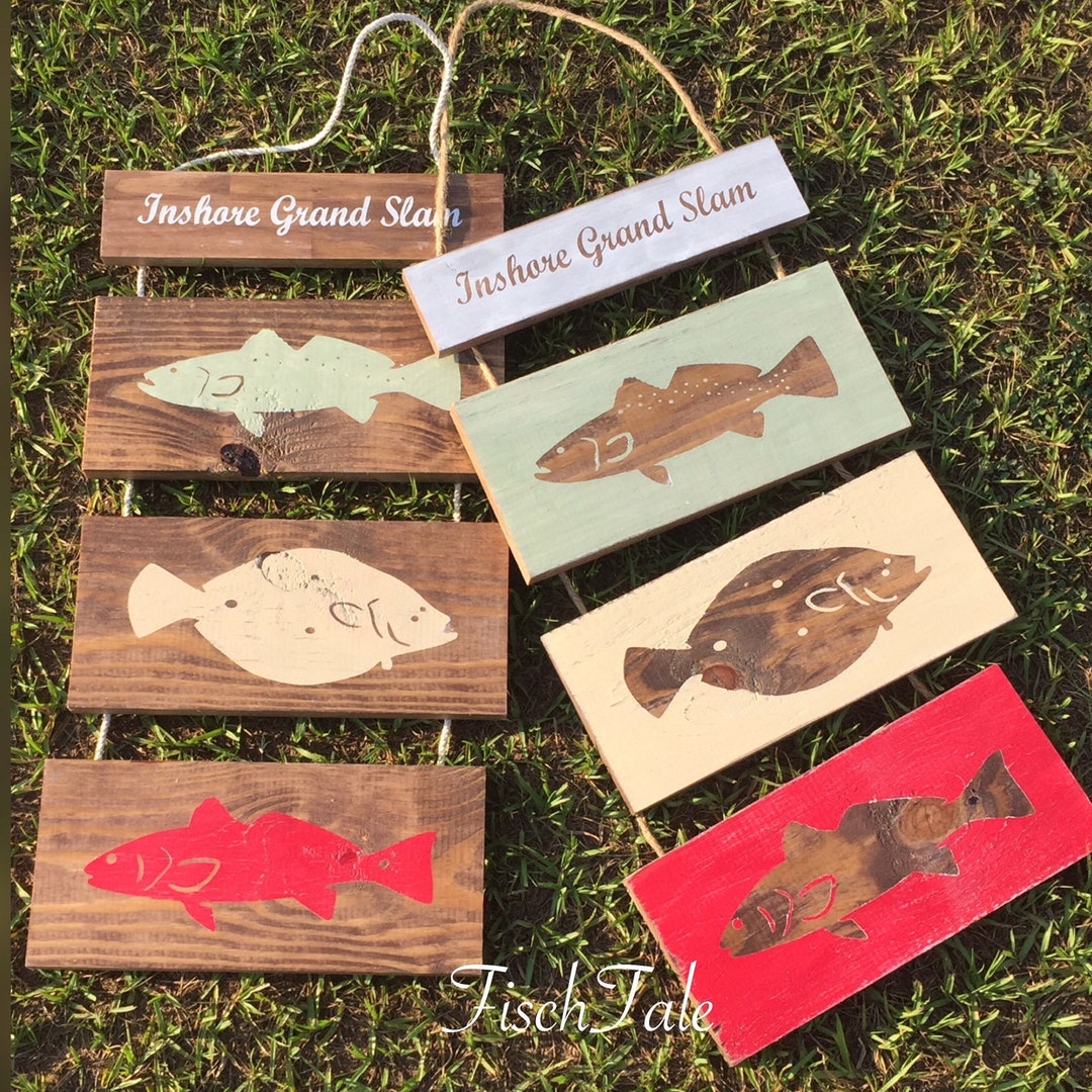 Fishing Grand Slam Signs - Wood Fishing Signs - Fisherman Sign - Grand ...