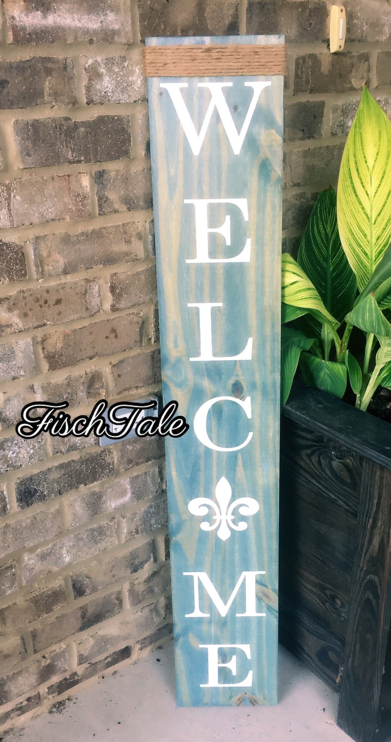 Large Welcome Sign With Fleur De Lis Symbol French Welcome - Etsy