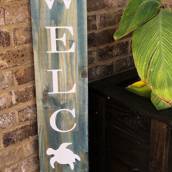 Welcome Sign With a Turtle - Etsy