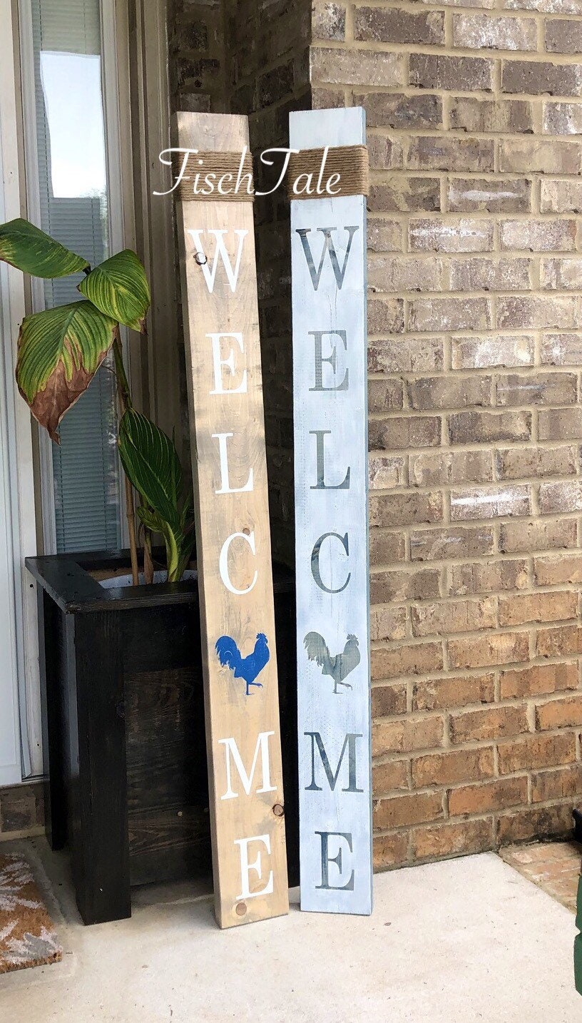 Large Welcome Sign With Rooster Country Welcome Wood Sign | Etsy