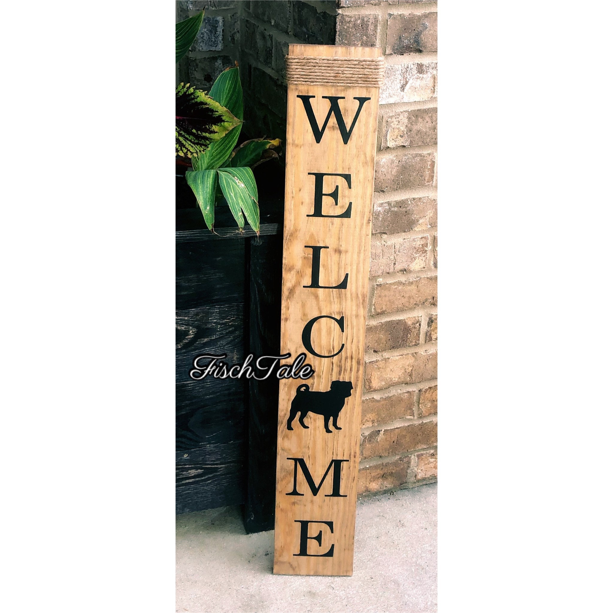 Pug Welcome Pug Welcome Sign Rustic Dog Decor Welcome - Etsy