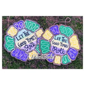 Mardi Gras King Cake Door Hanger - Mardi Gras Door Decor - Parade Sign ...