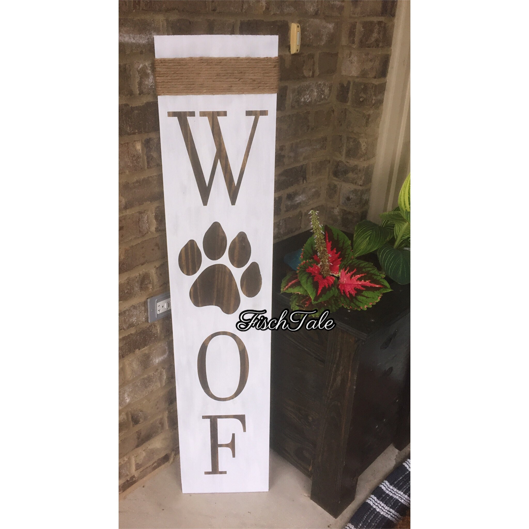 Large woof Sign with paw paw print Woof sign Wood Sign | Etsy