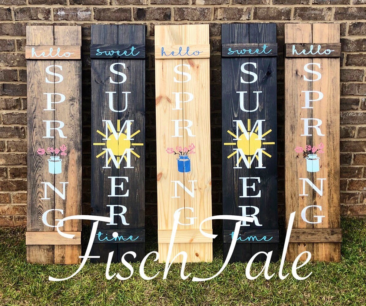 Spring and Summer Seasons Shutter Rustic Decor Rustic Sign | Etsy