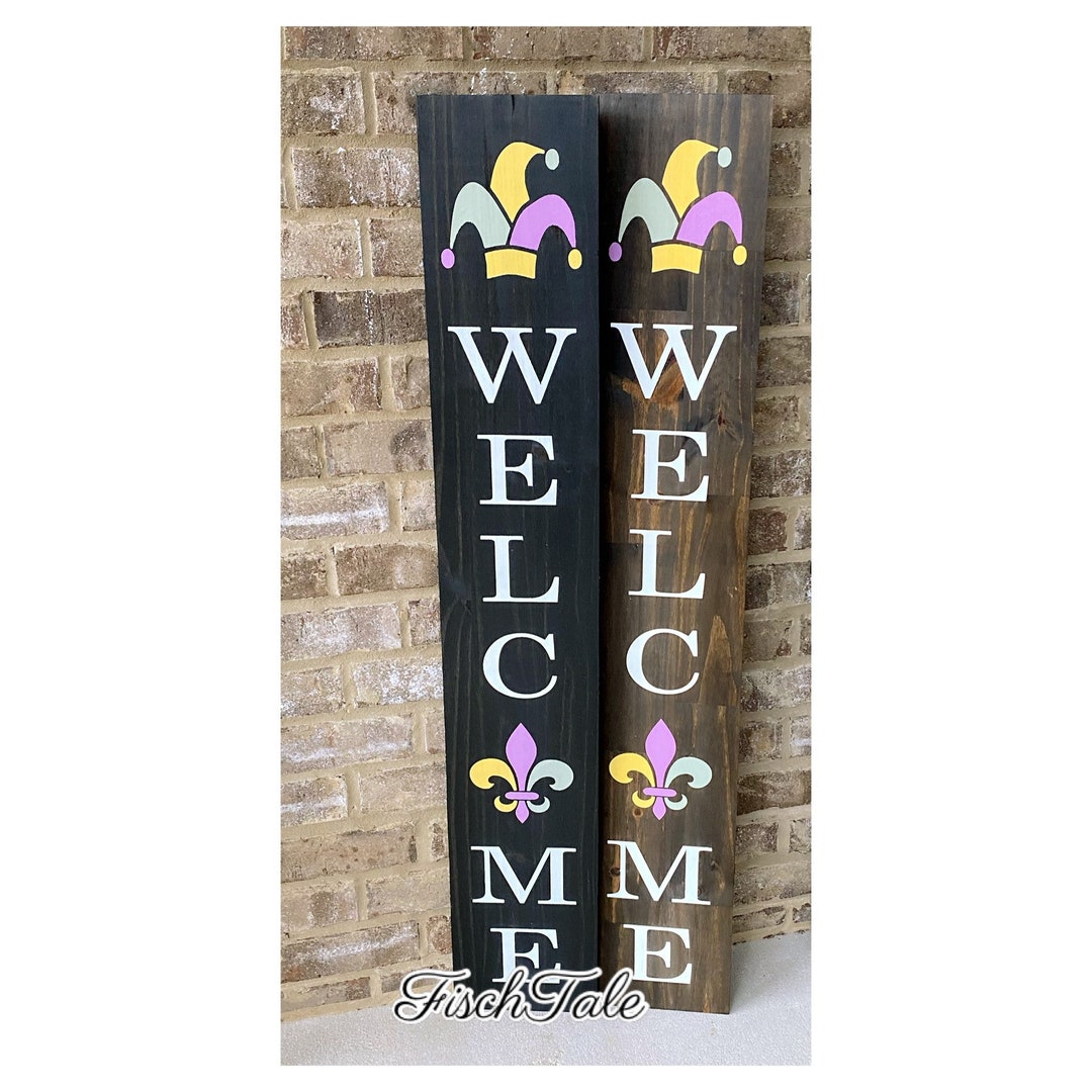 Large Welcome Sign With Fleur De Lis Symbol - Mardi Gras Welcome ...