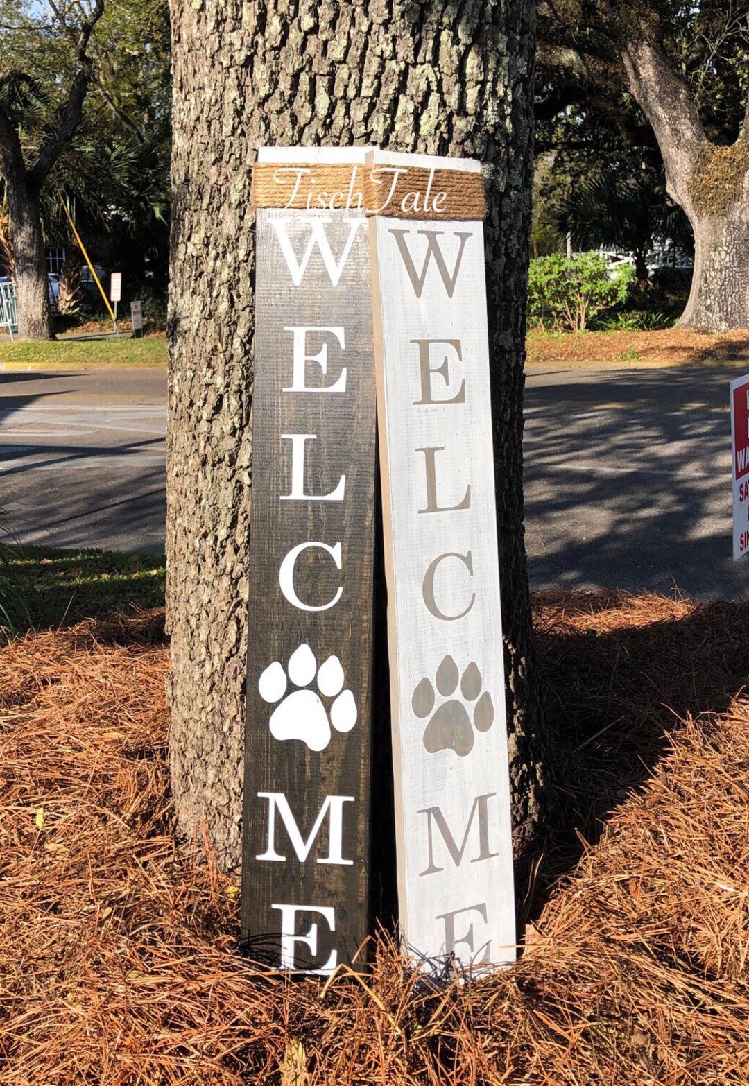 Pawprint Welcome - Paw Welcome Sign - Rustic Dog Decor - Welcome ...