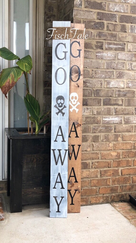 Large Go Away Sign With Jolly Roger Go Away Wood Sign Not | Etsy
