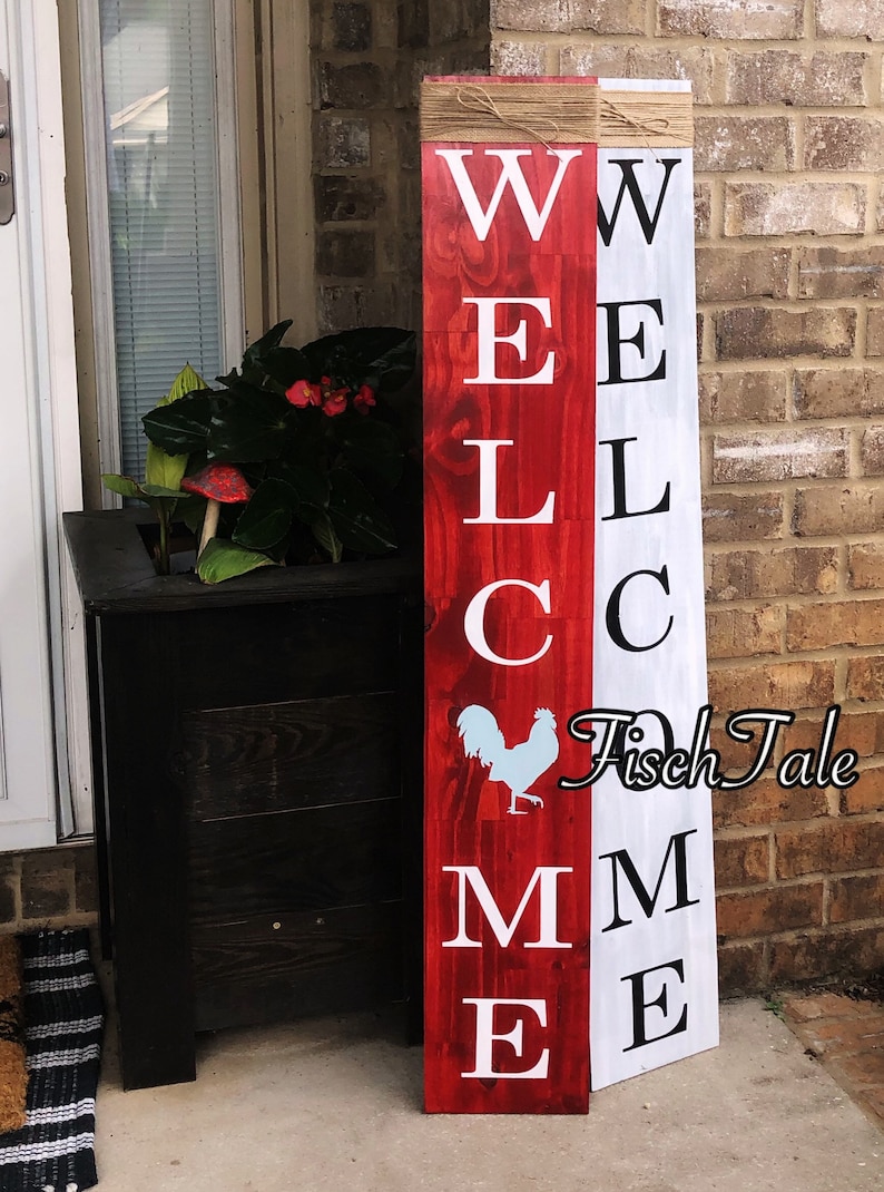Large Welcome Sign With Rooster Chicken Welcome Wood Farm | Etsy