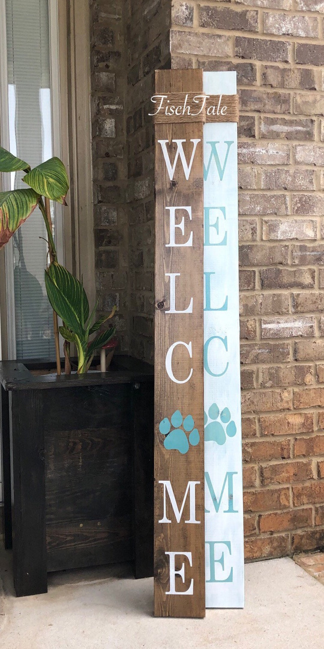 Large Welcome Sign With Paw Print - Pawprint Welcome - Wood Sign - Dog ...