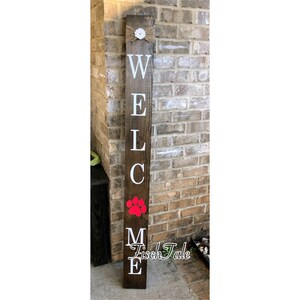 Large Welcome Sign With Paw Print - Pawprint Welcome - Wood Sign - Dog ...