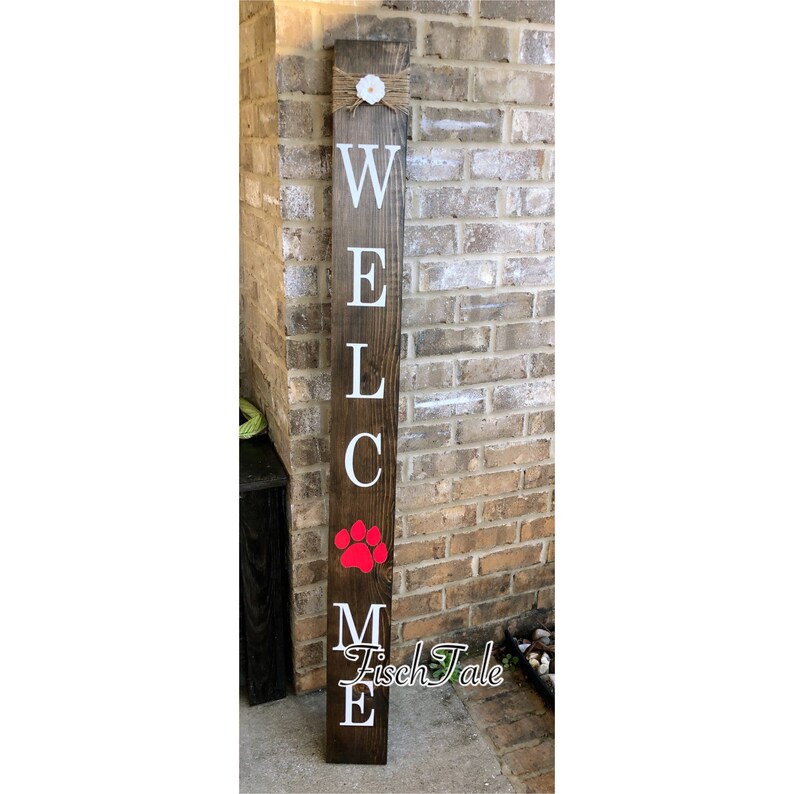 Large Welcome Sign With Paw Print Pawprint Welcome Wood | Etsy