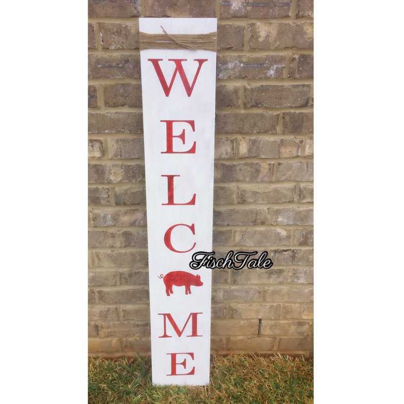 Large Welcome Sign With Pig Piggy Welcome Wood Farm Sign | Etsy