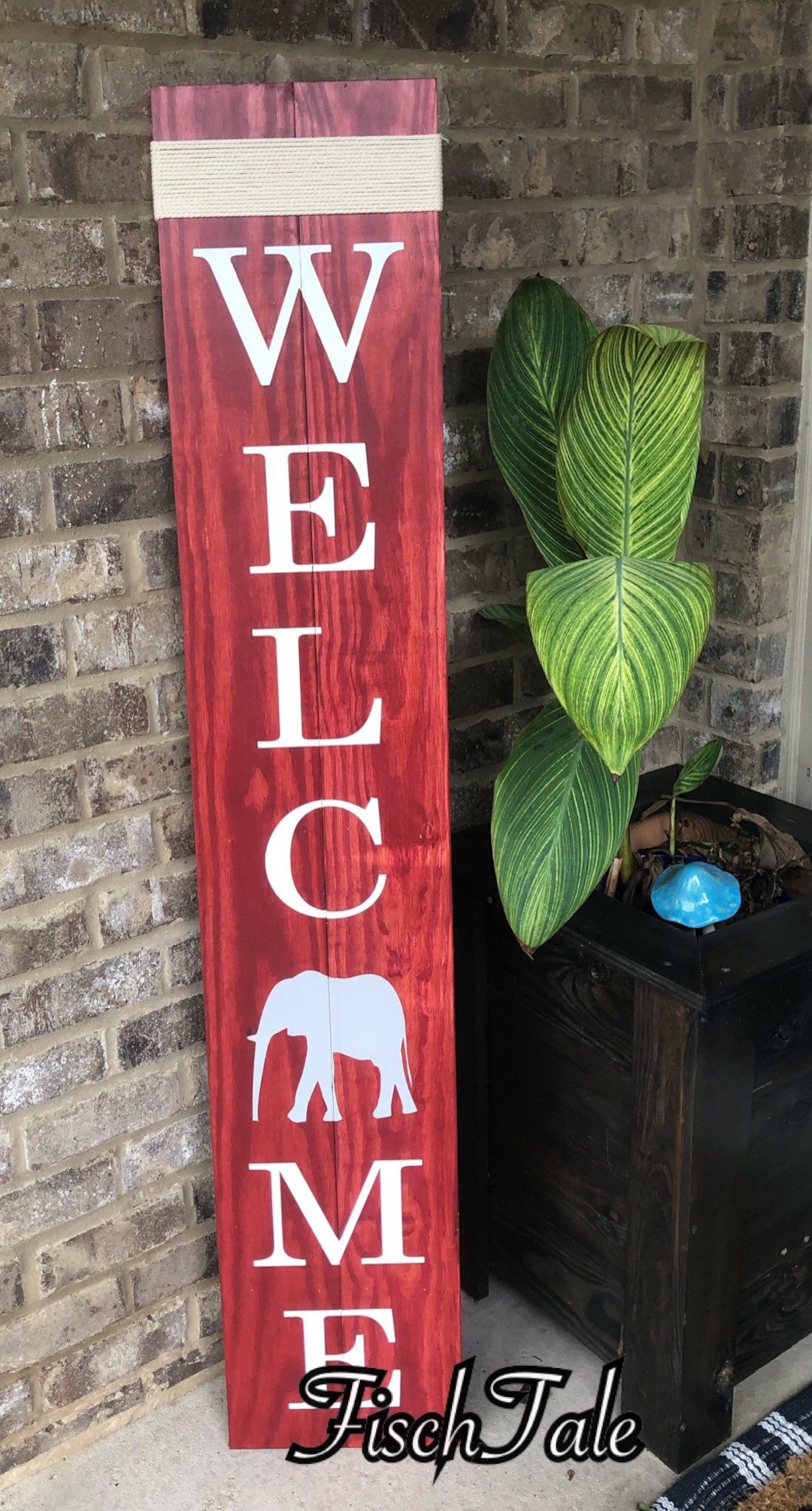 Rustic Elephant Welcome Sign - Crimson Tide Porch Decor (11x60) - Etsy