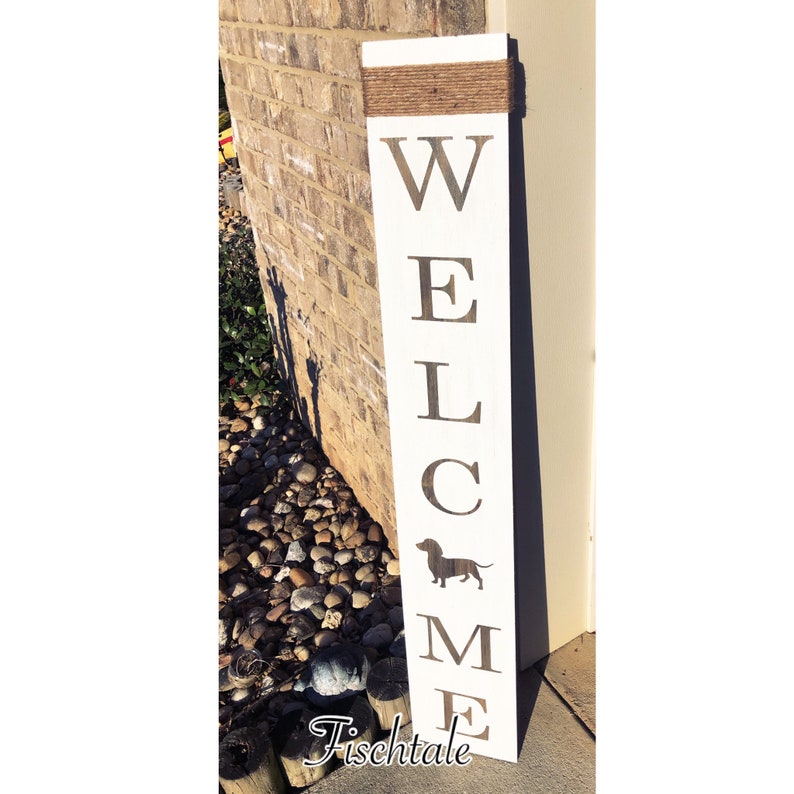 Large Welcome Sign With Doxie Daschund Welcome Wood Sign - Etsy