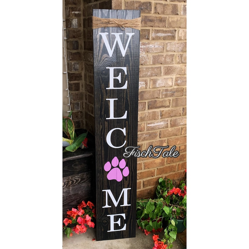 Large Welcome Shutter Style Sign With Paw Print Symbol Any - Etsy