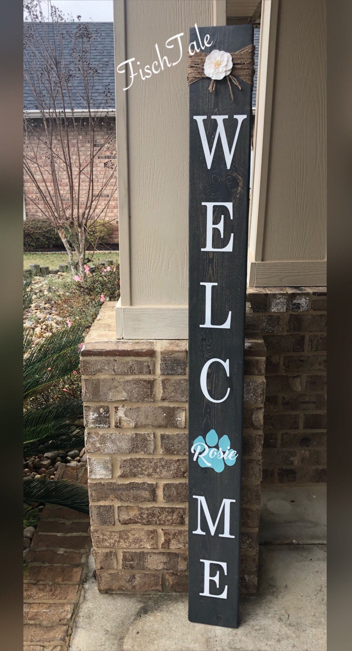 Large Welcome Sign with paw print pawprint Welcome Wood | Etsy