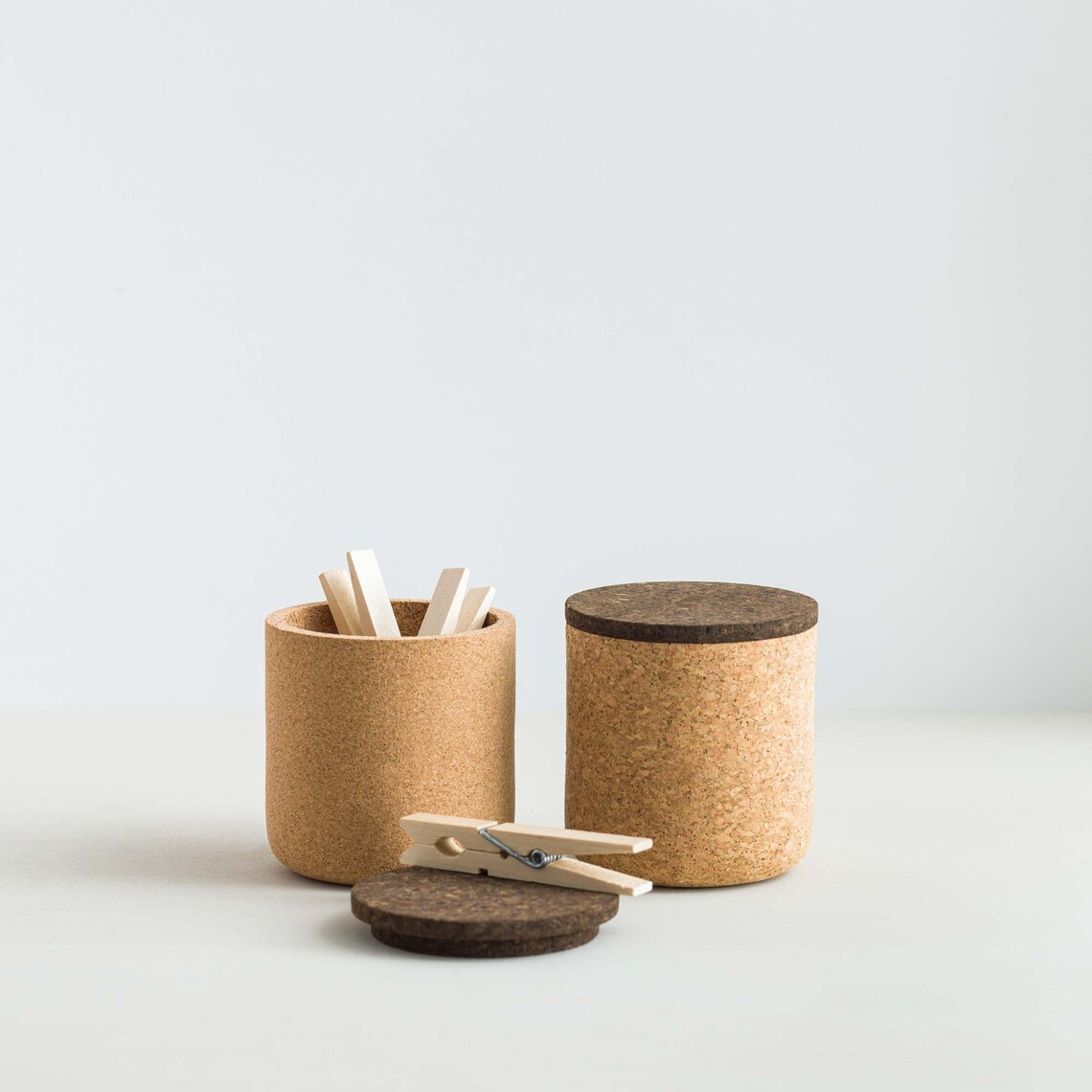 Emke Cork Vessel Ash Cork Lid Desk Tidy Storage Pot - Etsy