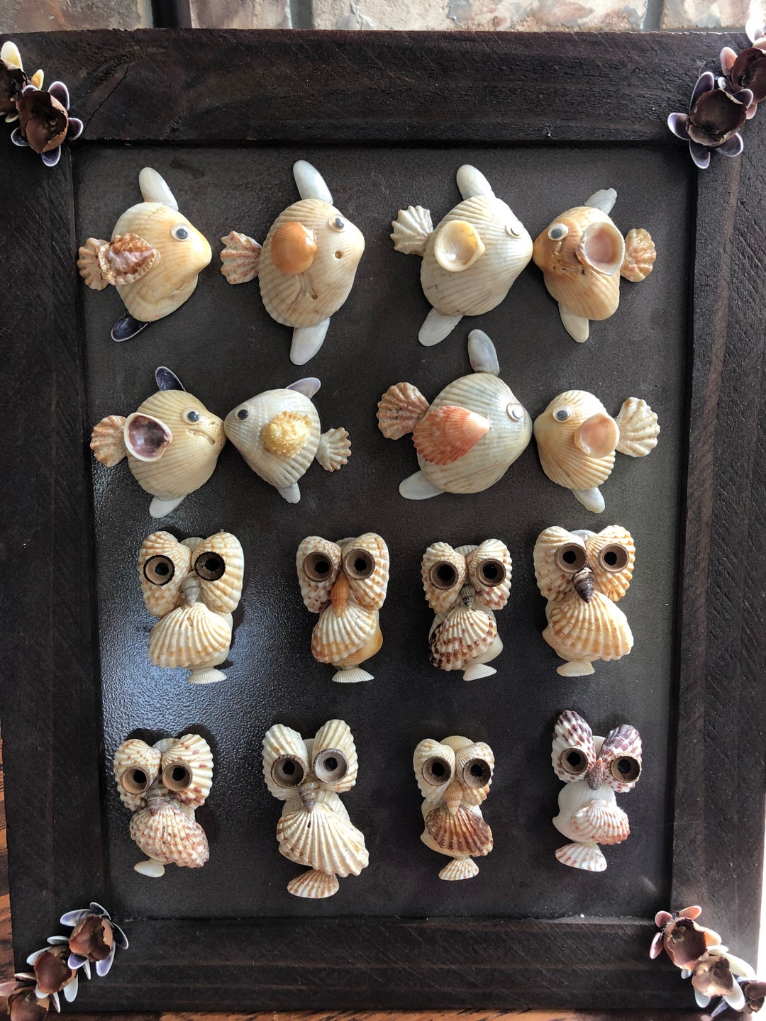 Handmade Seashell Magnets: Owl & Fish, Sanibel Island Art - Etsy