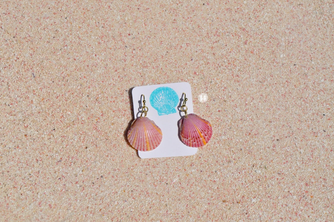 Small Calico Scallop Earrings, Sanibel Seashell Art, Seashell Earrings ...