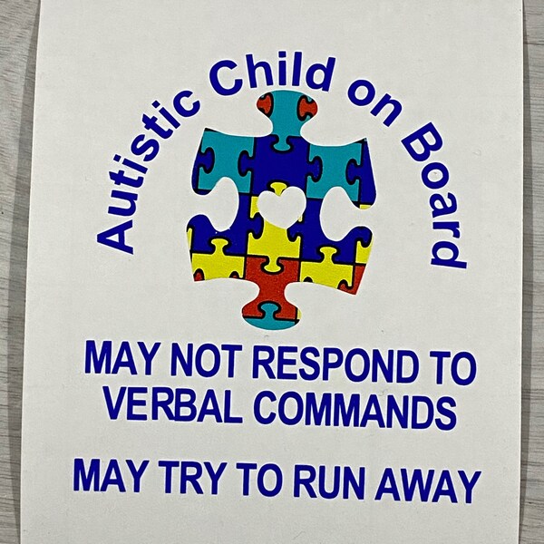 Autistic Child on Board Sticker - Etsy