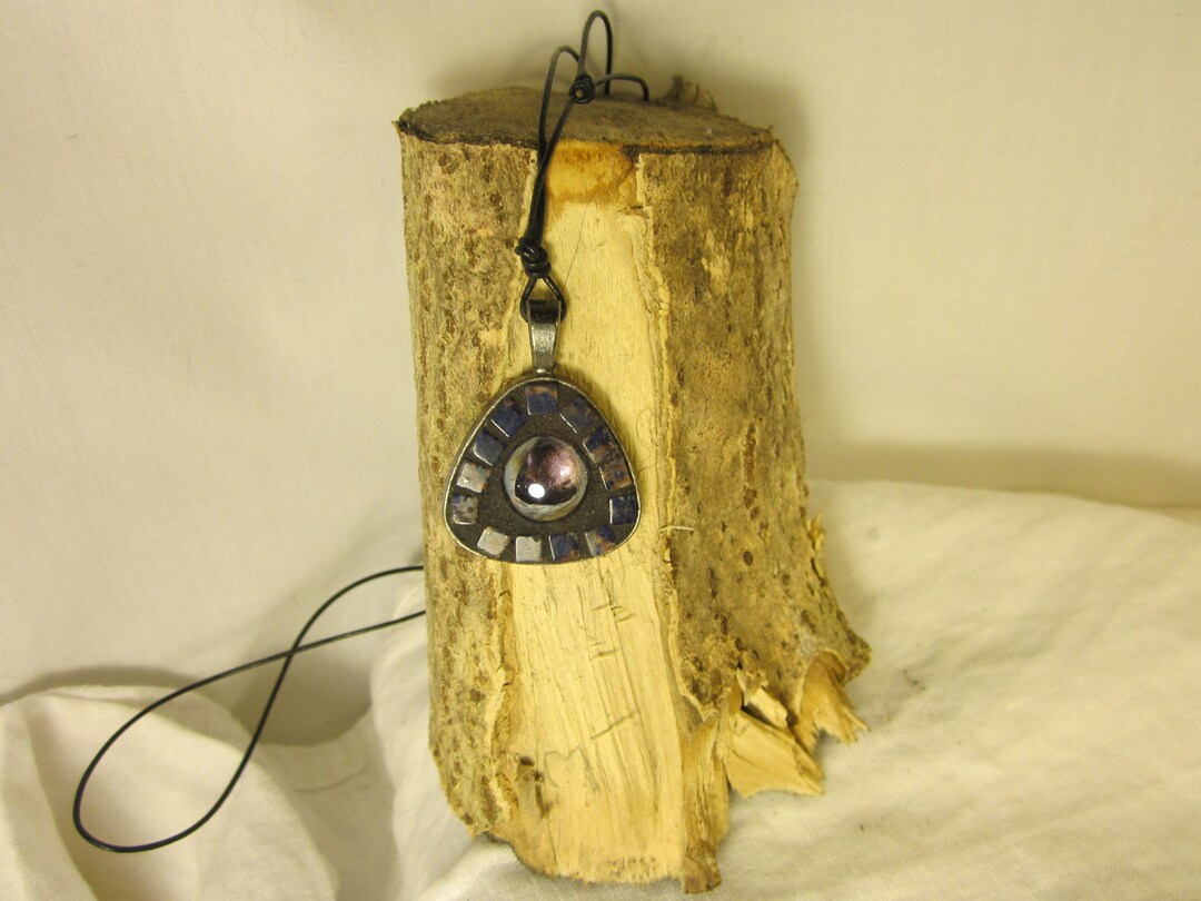 Soft Triangular Mosaic Bezel in Dark Purple With Glass Glob - Etsy