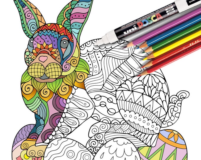 Easter Eggs Coloring Book, 6 PDF Detailed Coloring Pages, Zentangle ...