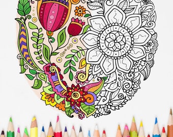 Easter Egg Coloring Page, PDF Floral Zentangle Printable Coloring Page ...