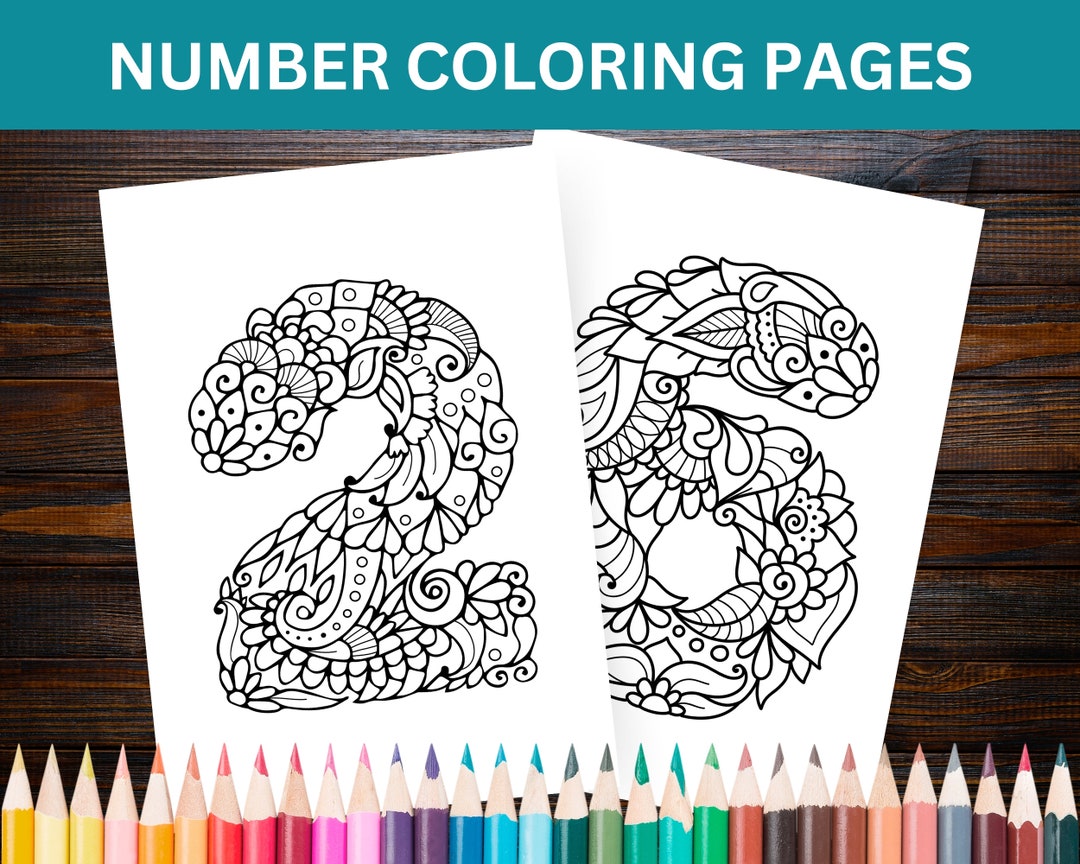 Floral Number Coloring Pages. Doodle 0-9 Number Coloring. Printable ...
