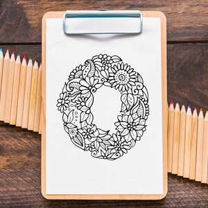 Floral Number Coloring Pages. Doodle 0-9 Number Coloring. Printable ...