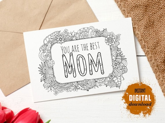 Best Mom Printable Card INSTANT DOWNLOAD Coloring Page | Etsy