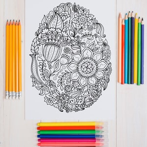 Easter Eggs Coloring Book, 6 PDF Detailed Coloring Pages, Zentangle ...