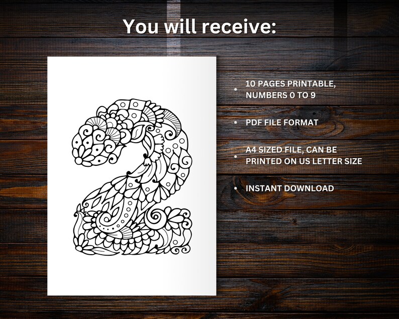 Floral Number Coloring Pages. Doodle 0-9 Number Coloring. Printable ...