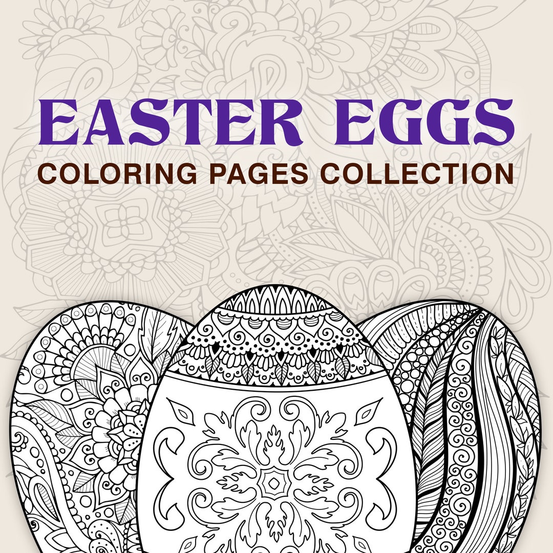 Easter Eggs Coloring Book, 6 PDF Detailed Coloring Pages, Zentangle ...